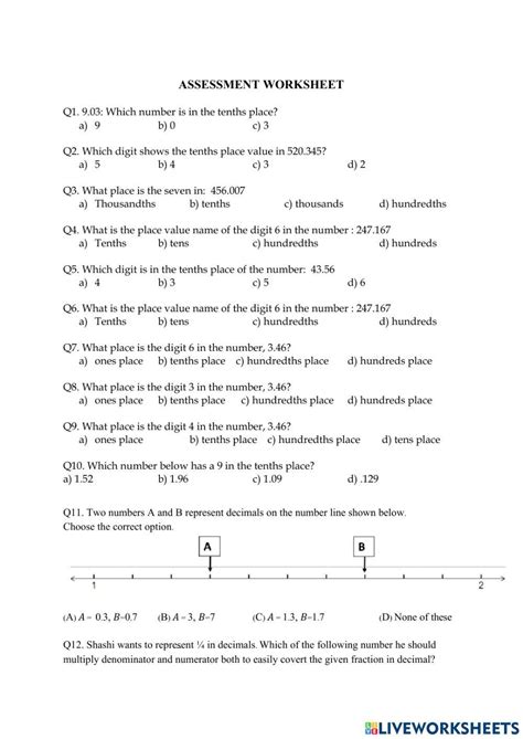 Decimals Worksheet For 6 Live Worksheets Worksheets Library