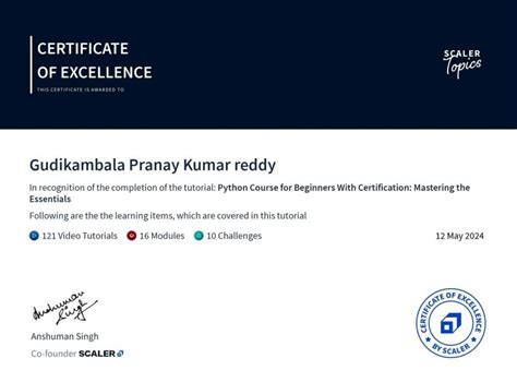 Gudkambala Pranay Kumar Reddy On Linkedin My Python Course Completion Was An Expedition Of