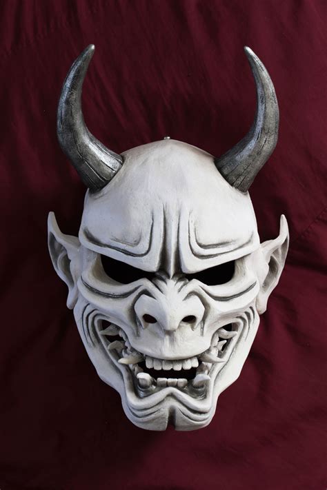 Black Oni Full Face Mask Japanese Demon Hannya Cosplay Samurai Kabuki