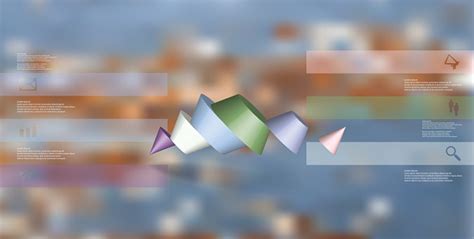 3d 그림 Infographic 템플릿입니다 두 개의 아군된 콘 6 색 부분으로 나누어져 있습니다 개체는 비스듬히 흐린된 사진 배경에 배치 합니다 간단한 기호로 색상 막대는