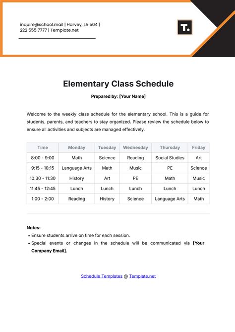 Free Class Schedule Templates Editable And Printable