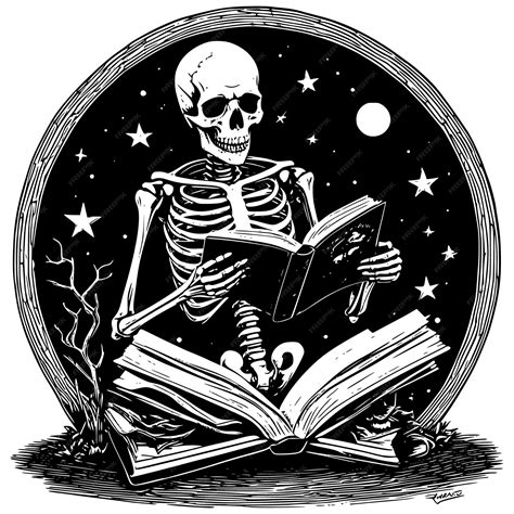 Skeleton Reading A Book Svg Black Vector Premium Ai Generated Vector