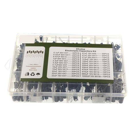 500pcslot 01uf 1000uf 24values Aluminum 16 50v Mix Electrolytic