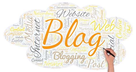 Big Word Cloud In The Shape Of Ufo With Word Blog With Hand And Pen A Regularly Updated Website