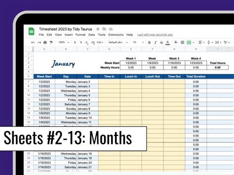 Timesheet Template 2023 Hours Tracker Freelancer Etsy Australia