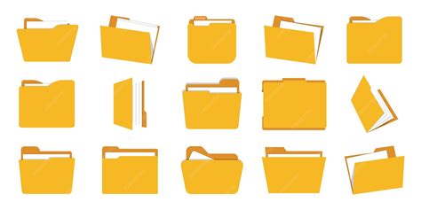 Premium Vector Set Of Yellow Document Folder In A Flat Design