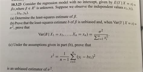 Solved Consider The Regression Model With No Intercept