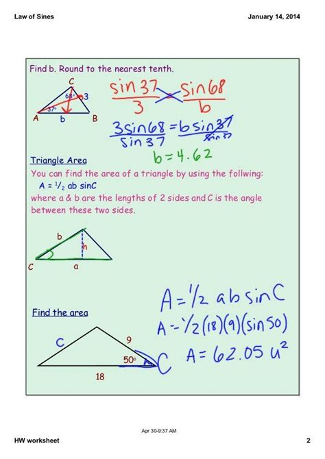Law Of Sines Worksheet Word Problems