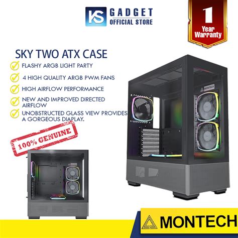 Montech Sky Two Atx Case With 4 Argb Pwm Fan 1 Year Warranty Shopee Malaysia