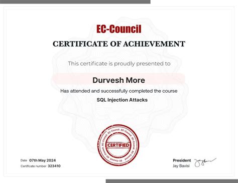 Durvesh More On Linkedin Im Happy To Share That Ive Obtained A New Certification Sql Injection