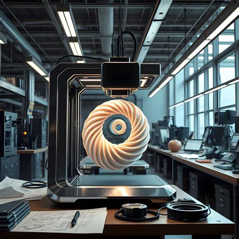 Futuristic 3d Printer Crafting A Glowing Torus In A High Tech Lab Showcasing Generative Ai