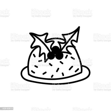 인사말 카드 포스터 조리법 요리 디자인에 대한 단일 손으로 그린 케이크 흰색 배경에 격리 낙서 벡터 그림 12월에 대한 스톡