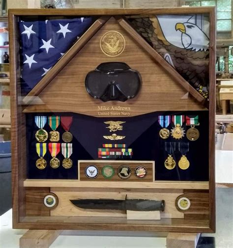 Custom Flag Display Case With 3 Shell Casing Displays Folded Flag