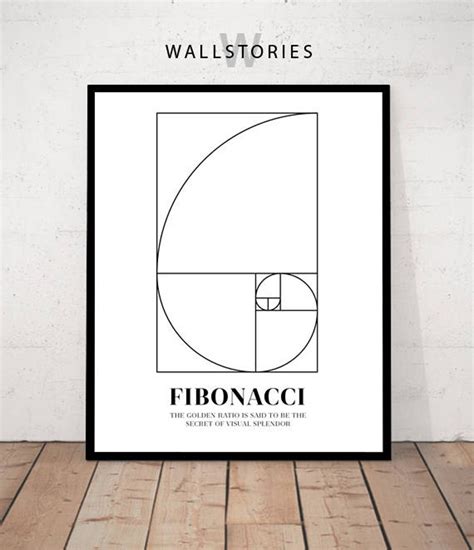 fibonacci spiral wall art poster mathematics fibonacci numbers