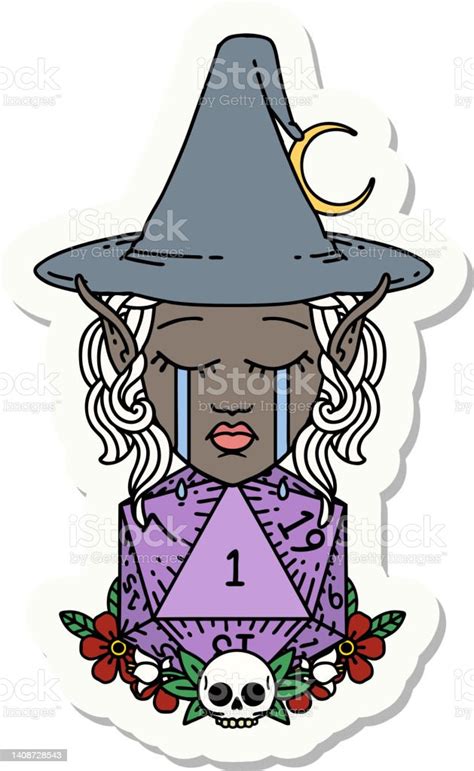 자연 하나의 D20 롤 스티커와 울고있는 엘프 마녀 굴리기에 대한 스톡 벡터 아트 및 기타 이미지 굴리기 꼬마 요정 마녀 Istock