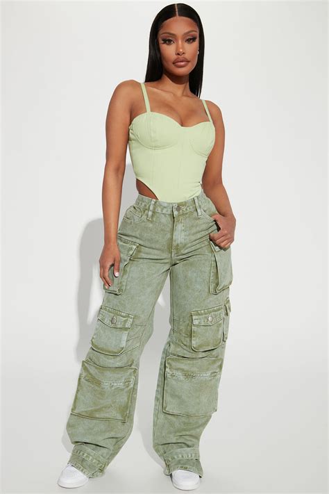 Billie Low Slung Cargo Jeans Green Fashion Nova Jeans Fashion Nova