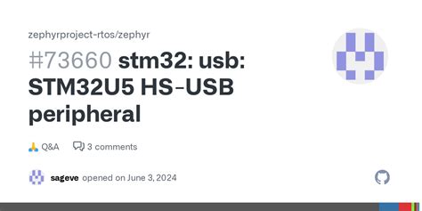 Stm32 Usb Stm32u5 Hs Usb Peripheral · Zephyrproject Rtos Zephyr · Discussion 73660 · Github