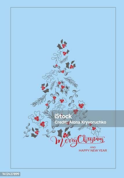 벡터 메리 크리스마스와 새해 복 많은 꽃 배경 텍스트 디자인 크리스마스 카드 파티 초대 및 기타 프로모션 항목에 대한 소박한 수직 템플릿 손으로 그린 스케치 0명에 대한