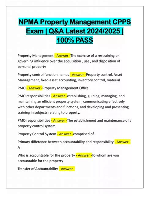 NPMA Property Management CPPS Exam Q A Latest PASS CPPS Stuvia US