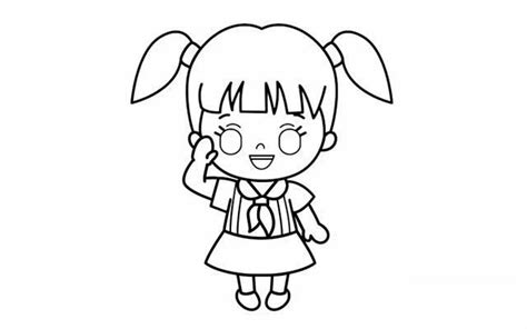 女孩敬礼简笔画简单 简笔画图片大全 普车都