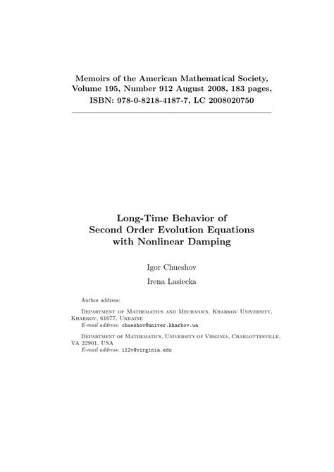 Pdf Long Time Behavior Of Second Order Abstract Equations