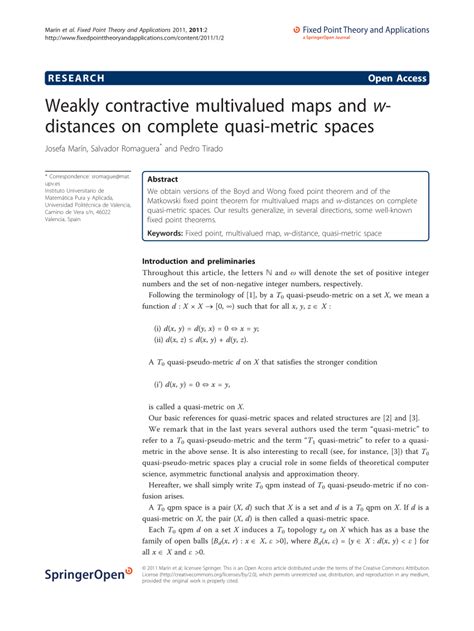 Pdf Weakly Contractive Multivalued Maps And W Distances On Complete Quasi Metric Spaces