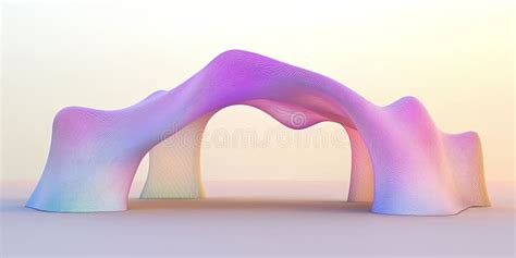 Abstract Pastel Wave Structure 3d Render Modern Architecture Design Flowing Lines Architectural