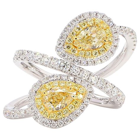 Gia Certified Natural Yellow Pear Diamond 117 Carat Tw Gold Cocktail