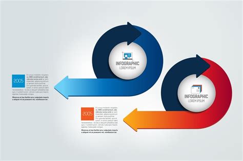 두 개의 원형 화살표 Infographic 차트 구성표 다이어그램 프리미엄 벡터