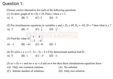 Education Problem Set 1 Linear Equations In Two Variables Ssc