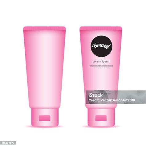 크림 로션 젤 치 페이스트 소스 접착제 페인트에 대한 핑크 튜브 모형 포장 디자인 화장품 제품 벡터 일러스트레이션을 참조하십시오 3차원 형태에 대한 스톡 벡터 아트 및 기타