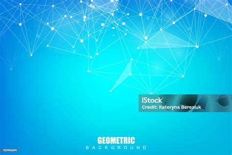 기하학적 추상 배경 연결된 라인 및 점입니다 분자 구조 및 통신 디자인에 대 한 과학적인 개념입니다 의료 기술 과학 배경입니다 벡터 일러스트 레이 션 Dna에 대한 스톡