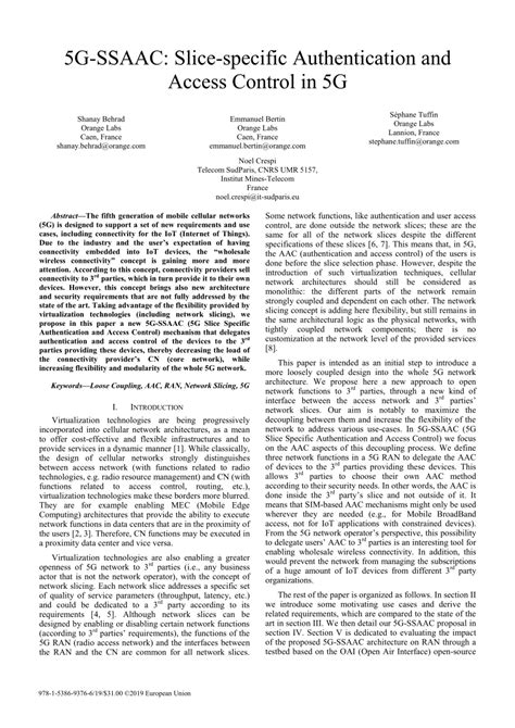 Pdf 5g Ssaac Slice Specific Authentication And Access Control In 5g