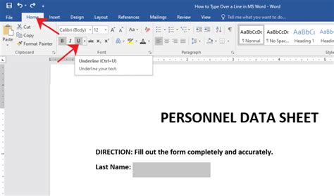 How To Type Over A Line In MS Word OfficeBeginner
