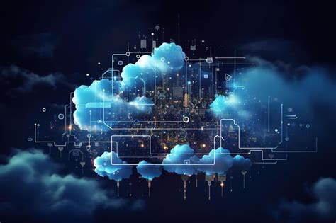 Premium Photo Cloud Computing Concept Smart City Wireless Internet Communication With Cloud