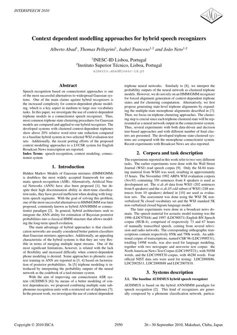 Pdf Context Dependent Modelling Approaches For Hybrid Speech Recognizers