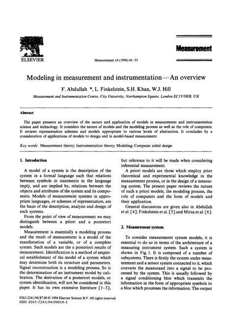 Pdf Modeling In Measurement And Instrumentation—an Overview