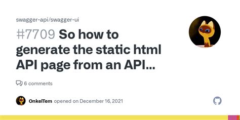 So How To Generate The Static Html Api Page From An Api Definition