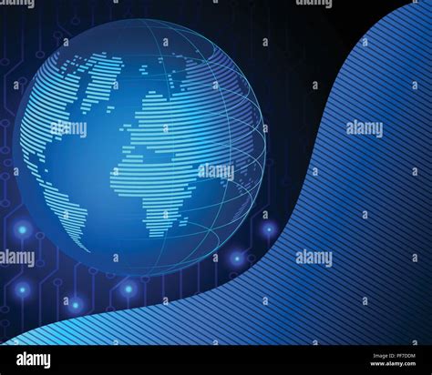 Wireframe World Global Internet Network With Big Data Information