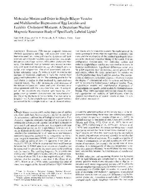 Pdf Molecular Motion And Order In Single Bilayer Vesicles With