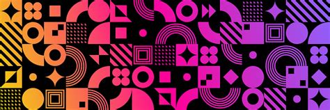 기하학적 모양을 가진 추상 현대 배경 사각형 원 삼각형 줄무늬 바우 하우스 스타일 그래픽 요소로 설정합니다 원활한 패턴입니다