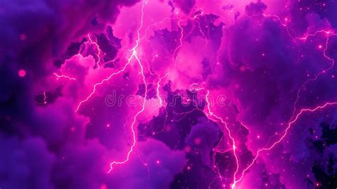 Vivid Pink Lightning Bolts Crackling Through A Dynamic Purple Nebula Cloud Background Image