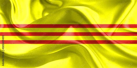 South Vietnam Flag Waving Rippled Flags 3d Realistic Background