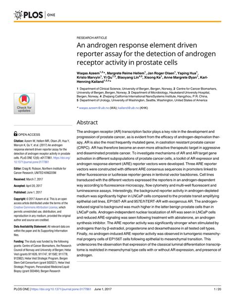 Pdf An Androgen Response Element Driven Reporter Assay For The