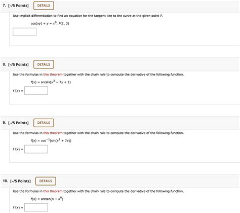 Solved Use Implicit Differentiation To Find An Equation For The Tangent Line To The Curve At