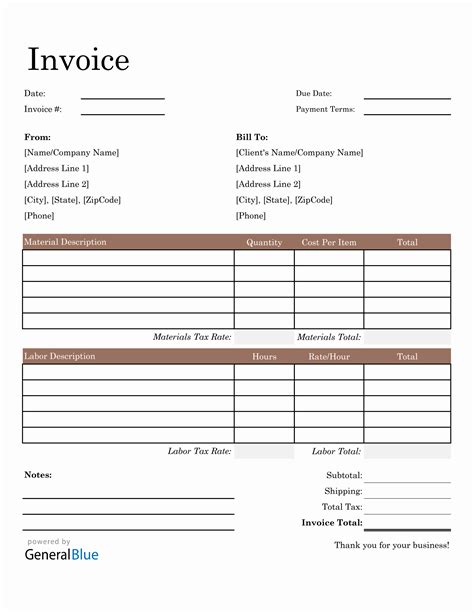 Subcontractor Billing Template