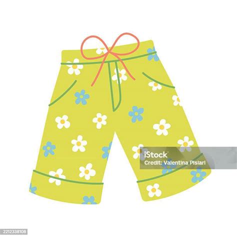 해변이 짧습니다 만화 스타일의 여름 남자 수영복 여름 옷 요소 흰색 배경에 고립 된 평면 벡터 그림입니다 0명에 대한 스톡 벡터 아트 및 기타 이미지 Istock