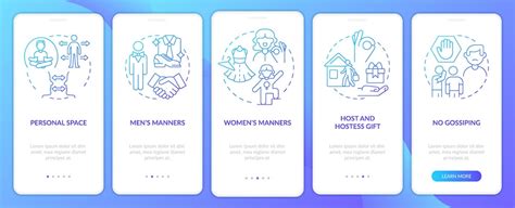 Premium Vector Social Etiquette Blue Gradient Onboarding Mobile App Screen