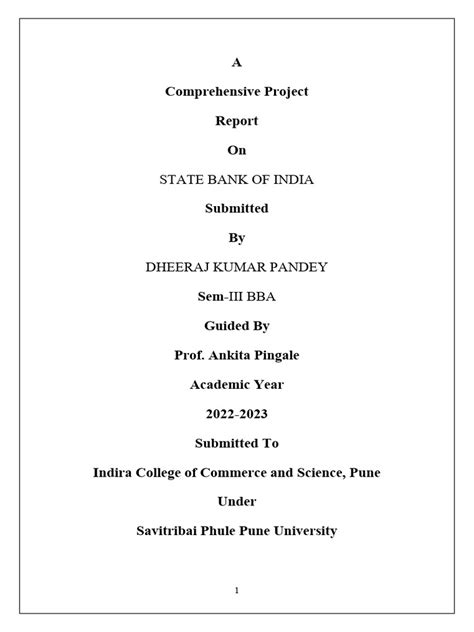 State Bank Of India Project By Dheeraj Kumar Pandey Pdf Banks