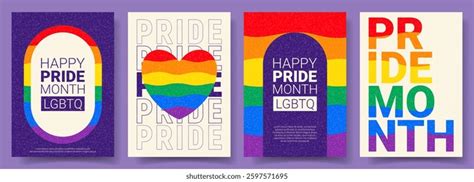 Simple Pride Month Posters Vector Illustrations Vetor Stock Livre De